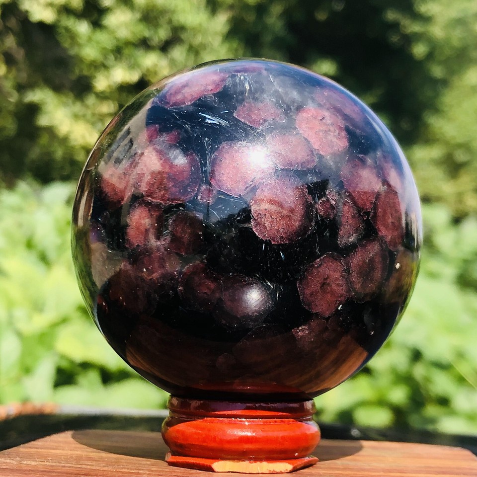 482g Natural Firework red garnet quartz polished sphere crystal ball ...