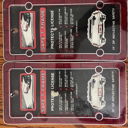 Red reflective license frame lot of 2 vintage new old stock | eBay