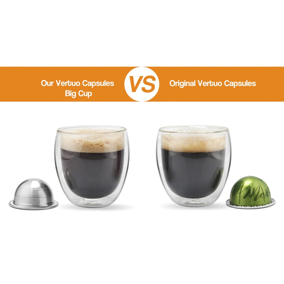 For Nespresso Vertuoline 230ml Steel Reusable Refillable Coffee Pod ...