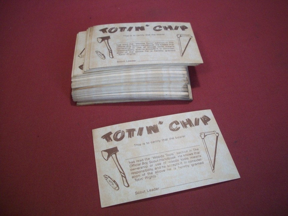 39 Vintage 1988 Boy Scouts "TOTIN CHIP" Certified Card, NOS | eBay