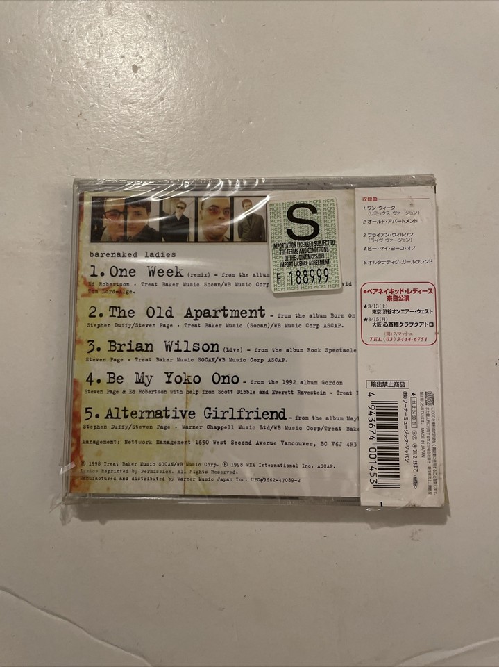 RR BARENAKED LADIES One Week BNL EP 1998 Japanese 5-track promotional ...
