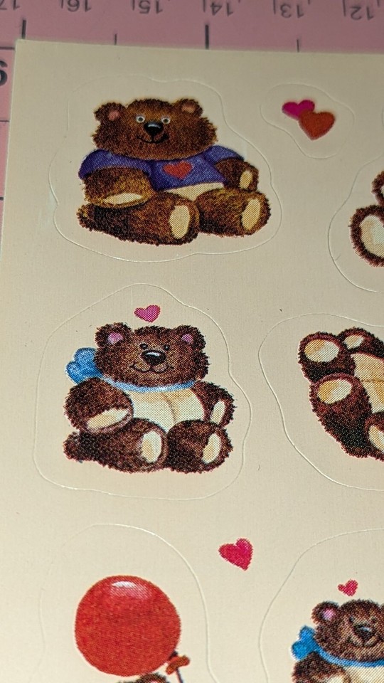 Vintage Teddy Bear Stickers 3M Post It Teddy Bears Hearts 1 Sheet | eBay