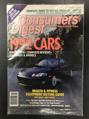 CONSUMER DIGEST MAGAZINE-SEPT/OCT 1991-1992 CARS-HEALTH/FITNESS ...