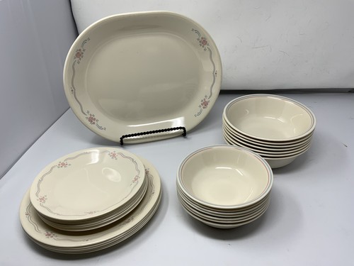 Corelle English Breakfast 29 Lot Dinnerware Set - Pink & Blue Flowers ...