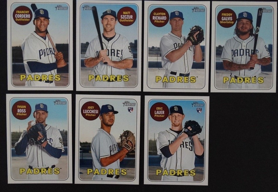 2018 Topps Heritage San Diego Padres Base Team Set of 15 Baseball Cards ...