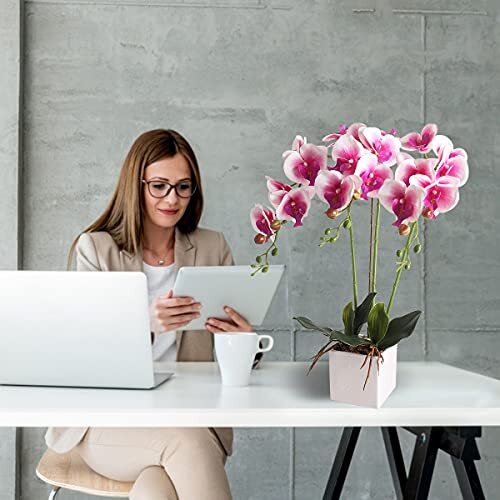 Silk Orchids Bonsai Artificial Orchid Flowers with Flower PotsFake ...