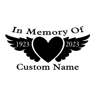 Custom In Loving Memory RIP Heart Wings Vinyl Car Window Decal Sticker ...