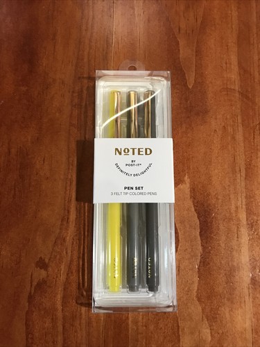 3 Pack of NOTED by Post-it Pen Set 3 Felt Tip Colored Pens New Yellow ...