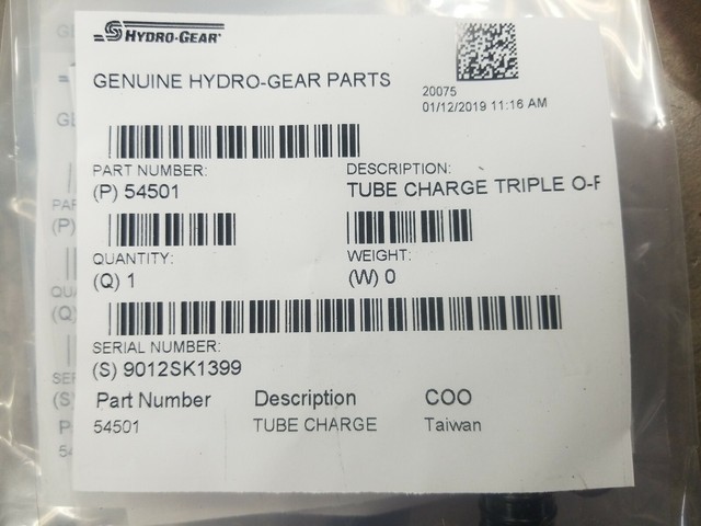 Genuine OEM Hydro Gear Tube Charge Triple Oring 54501 for sale online ...