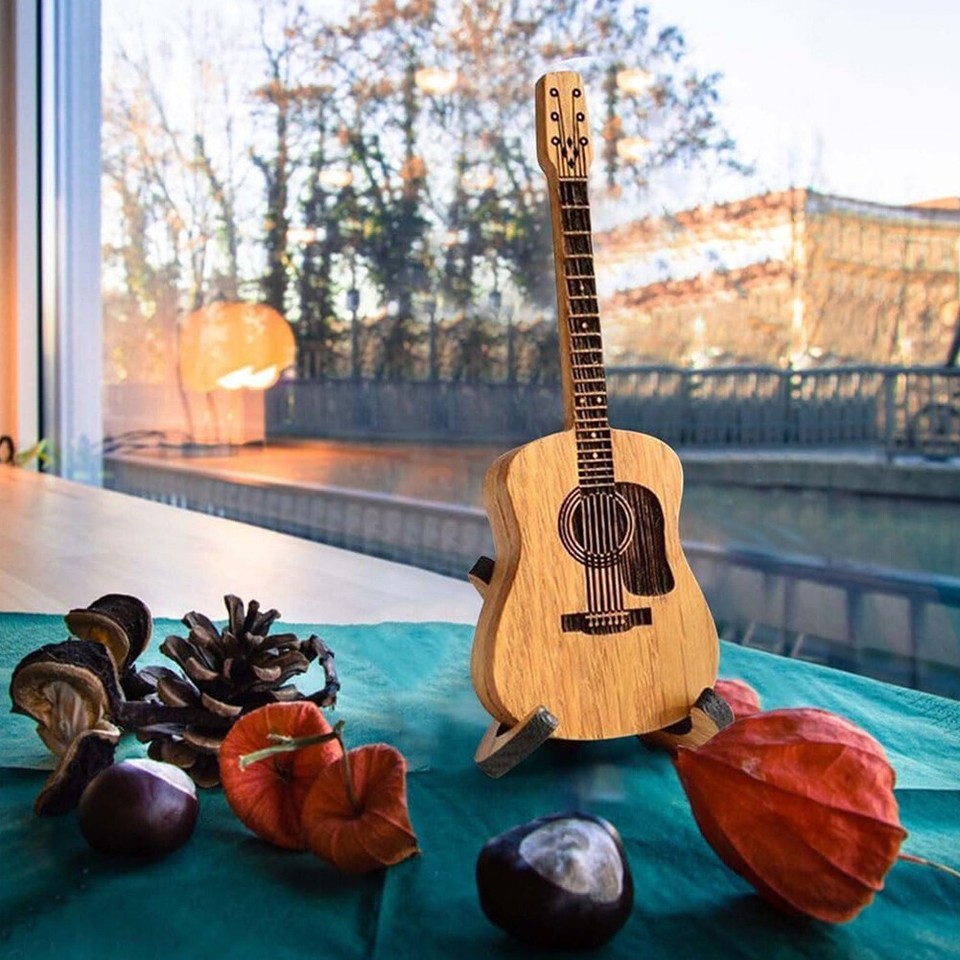 Wooden Guitar Pick Storage Container with Guitar Pick & Stand for ...