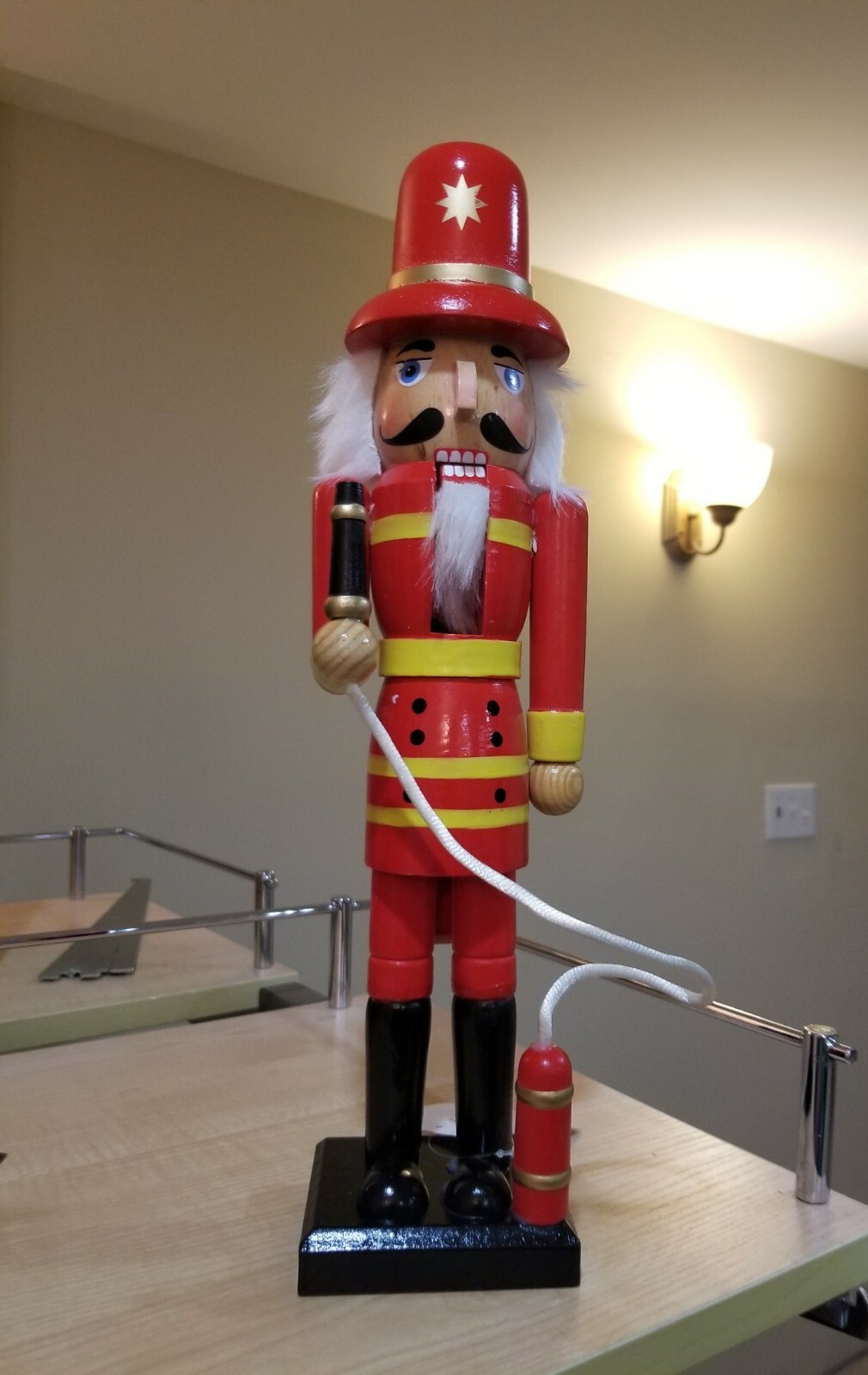 15" Firefighter Fireman Fire Chief Captain Wooden Nutcracker With Hose ...