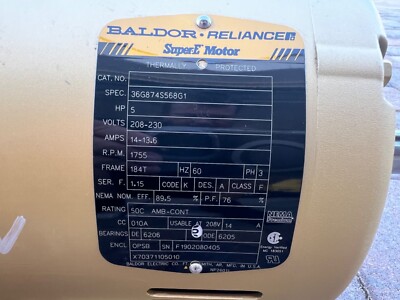 baldor reliance electric motor 5hp 3 phase 184t frame | eBay