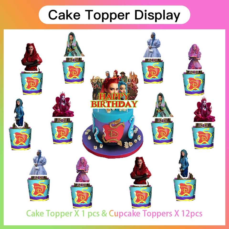 Descendants The Rise Of Red Party Decorations Plates Balloons Banner ...