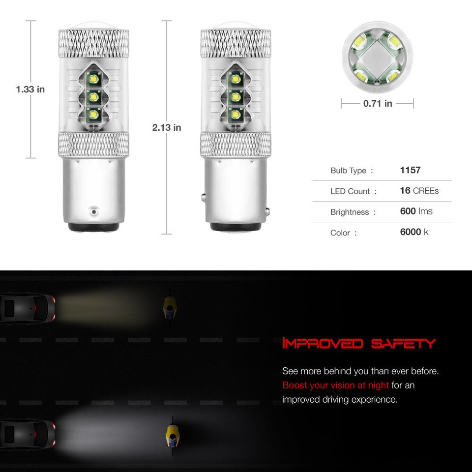 [BRIGHTEST CREE] 1157 BAY15D LED SMD Light Bulbs Parking Brake Signal ...
