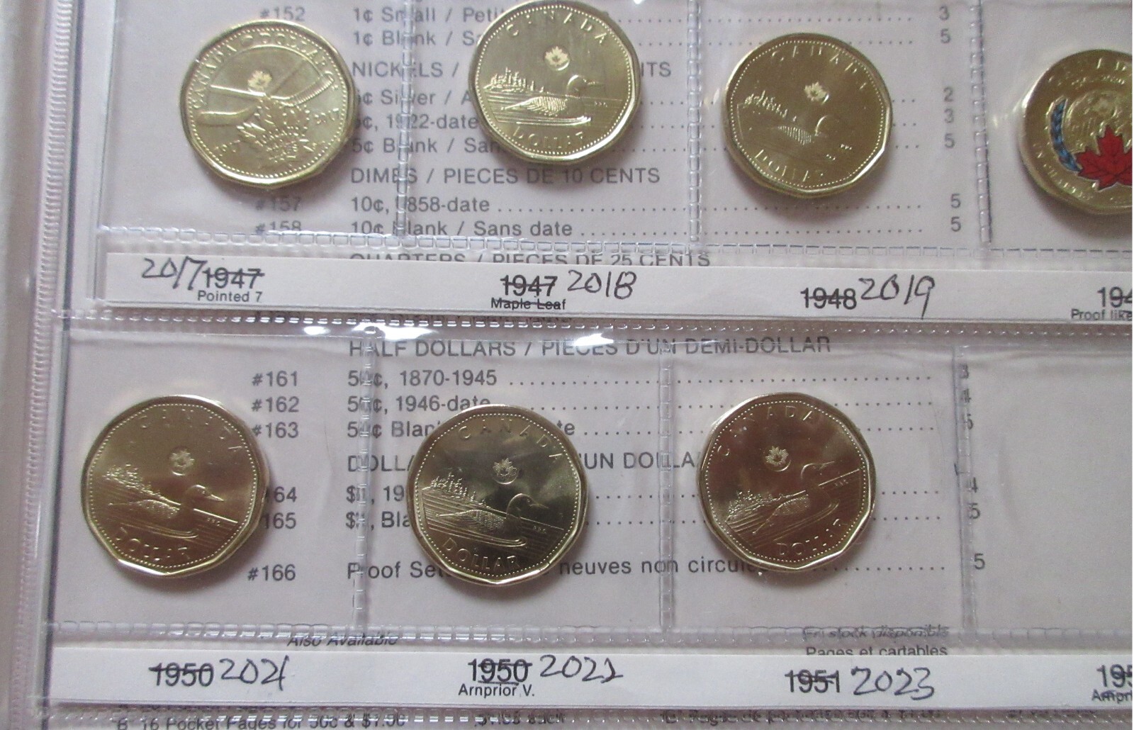 Set of Canada Nickel Dollars & Loonie Coins UNI-SAFE Brown Book 1968 ...