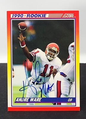 ANDRE WARE Signed Autographed 1990 Score RC Football Card #292 Detroit ...
