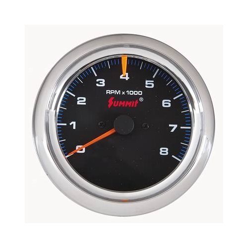 Summit Racing Tachometer 0-8,000 3 3/8" Dia Black Face G29102 ...