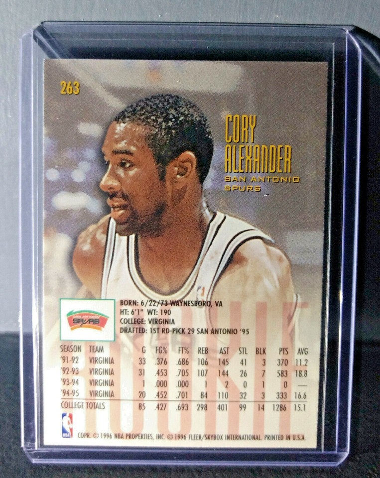 1995-96 Cory Alexander #263 Fleer Ultra Rookie Basketball Card | eBay