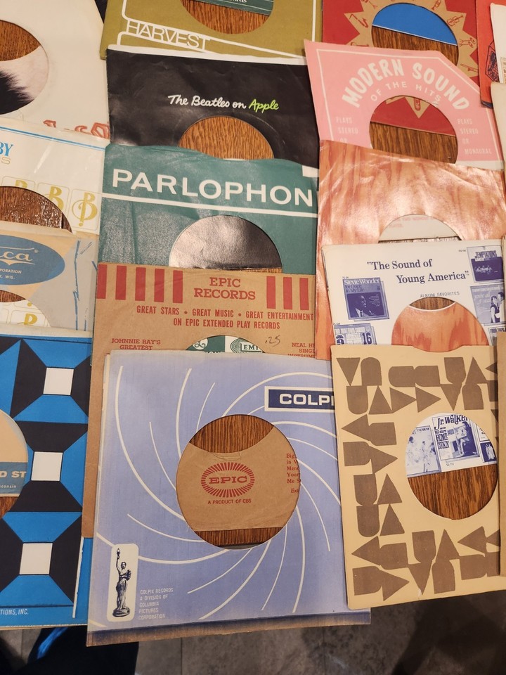 80 1950s 60s 70s 45 RPM Record Factory Paper Sleeve Lot Common To Rare ...