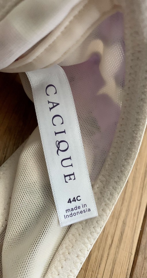 Plus Size 44C Cacique Front Close Boost Plunge Bra Cream Lace Floral ...