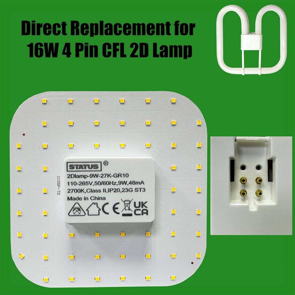 1x 9W (=16W Replacement) LED GR10Q 4 pin 2700K Warm White 2D Light Bulb ...