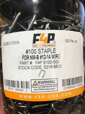 500 ct. -F4P F4P S100-500 Number 100 Staples -attach wire and cable to ...