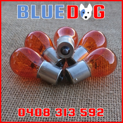 12v 10 Watt BAX15s Offset Pin Amber Indicator Globe x5 (You Are Buying ...
