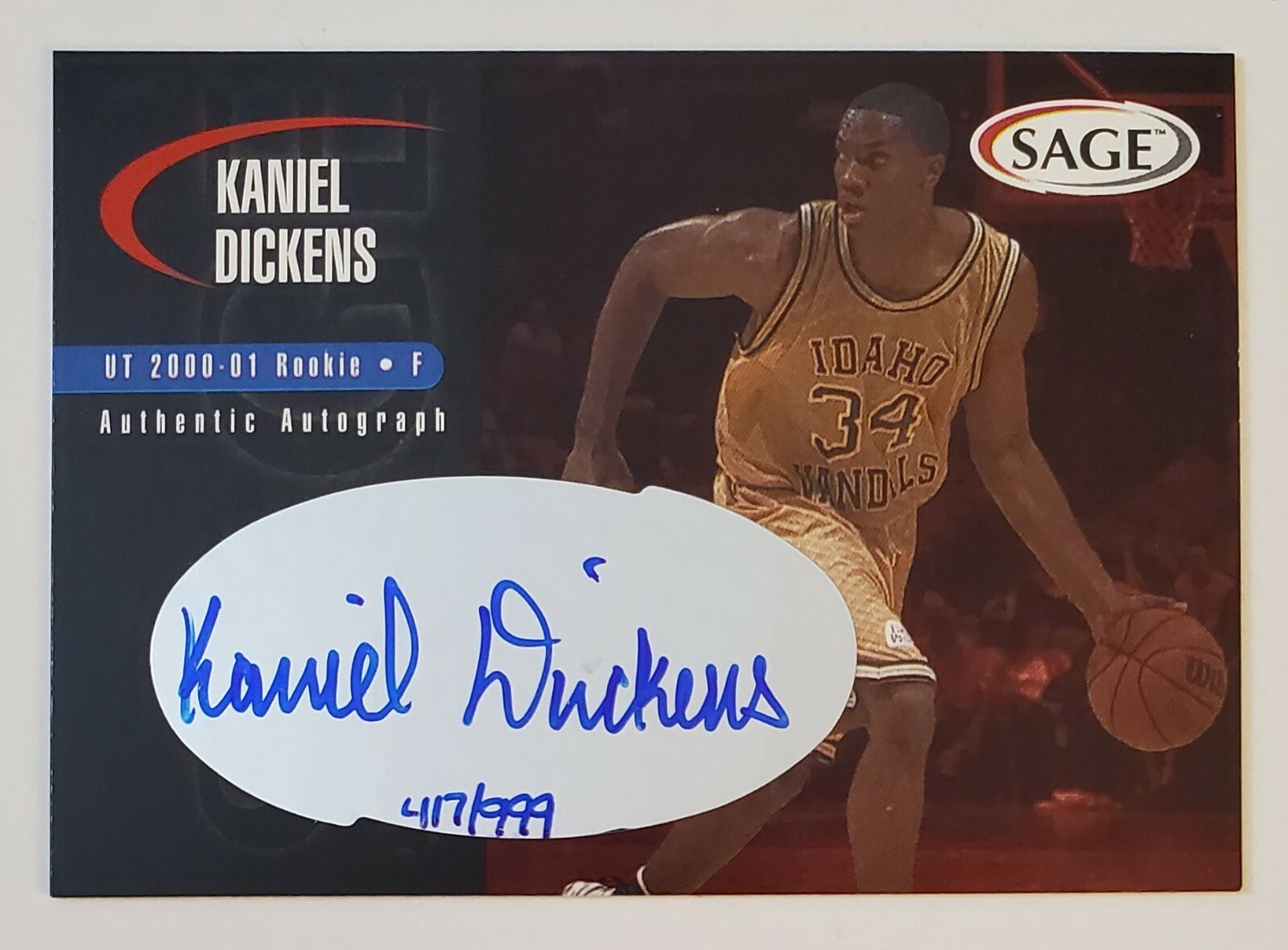 Kaniel Dickens Signed 2000 Sage #A12 Card Idaho NBA RAD | eBay