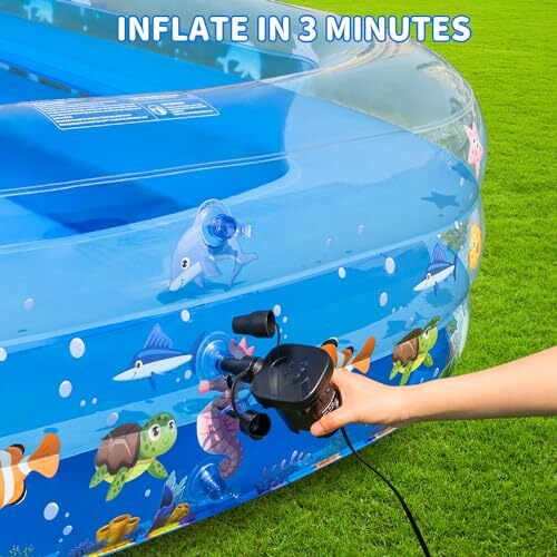 Inflatable Swimming Pool with Air Pump, 130" X 72" X 22" Kiddie Pool ...
