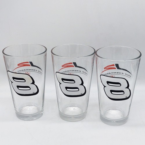 Budweiser Racing Dale Earnhardt Jr #8 Pint Beer Glass Bud NASCAR Set Of ...