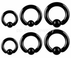 PAIR Black Anodized Surgical Steel Captive Bead Ring Earrings & Septum ...