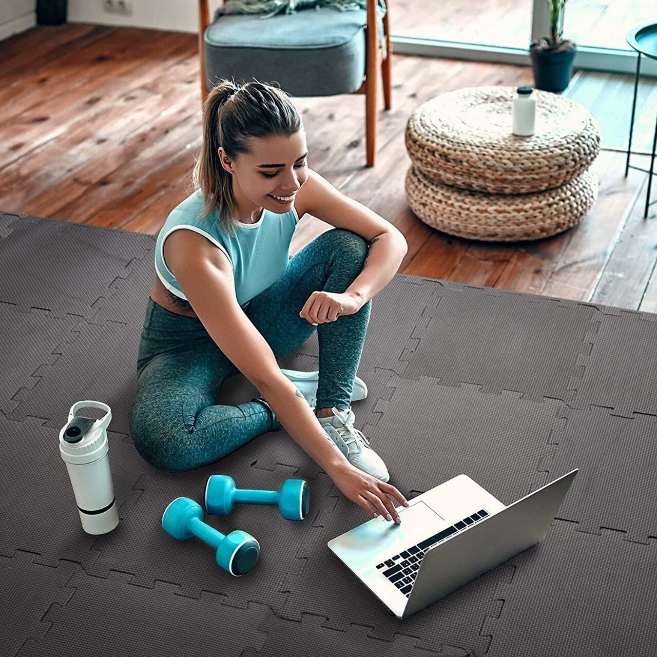 Large 60cm x 60cm Black Caravan Awning Floor Mat Camping Garden Mats ...