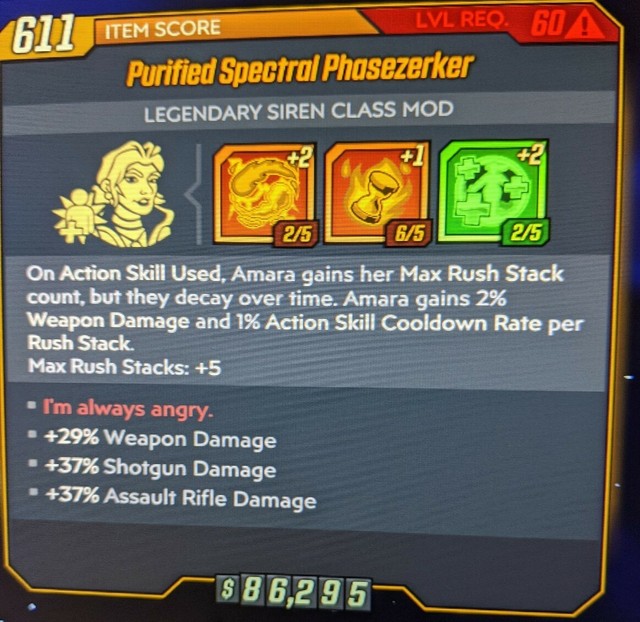 (PS4) Borderlands 3 PHASEZERKER Class Mod God Roll For Guardian Amara ...