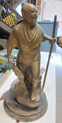 Brass Bronze Chinese Fisherman Statue | eBay