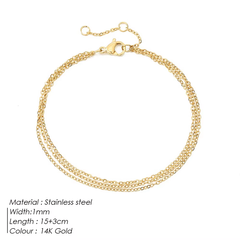 Emanco New Fashion Simple Thin Chain Bracelet Jewelry Multi-Layer Thin ...