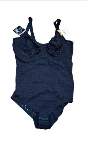 Bali Lace 'N Smooth Body Briefer Shaper Black UW Cups Sheer Women 38DD ...