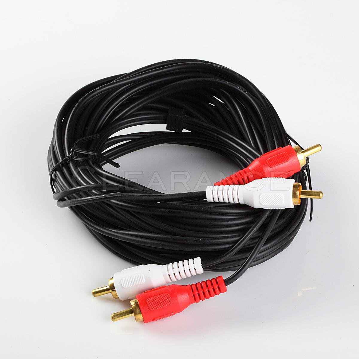 20ft RCA20 Noise Cancellation 2 Male to Male Audio Coax Video Cable ...