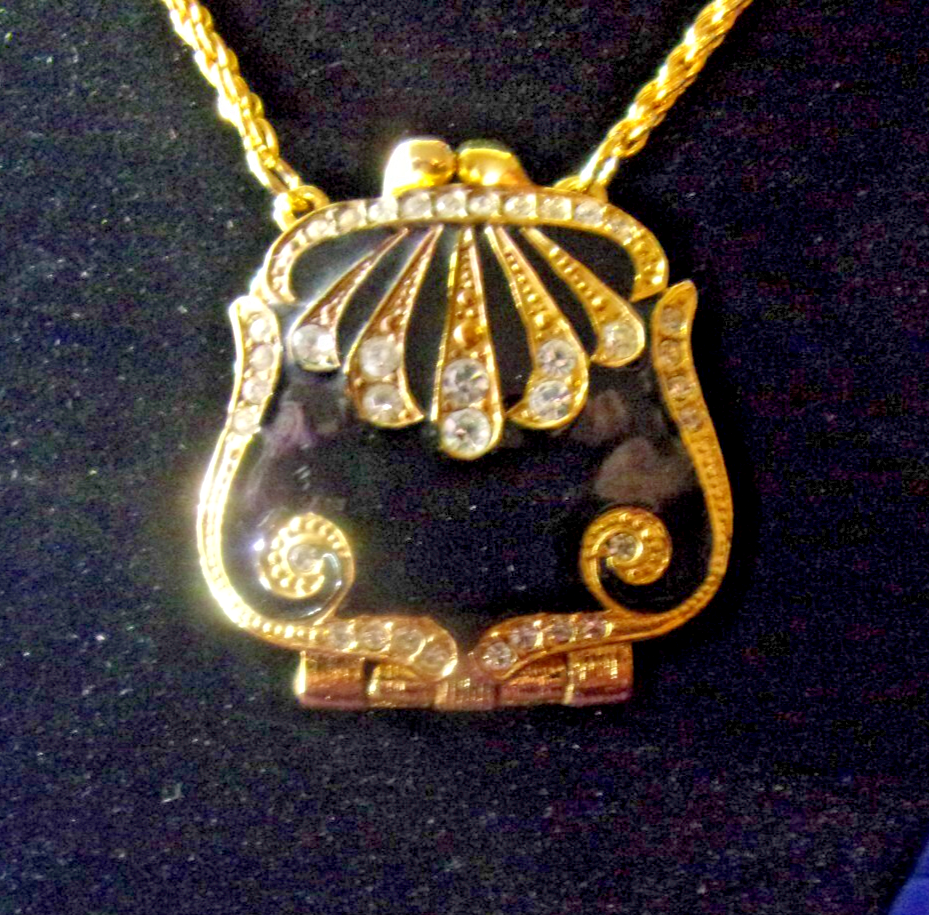 Gold Toned Neckless (31") Chain & Pendent with Functional Pocketbook ...