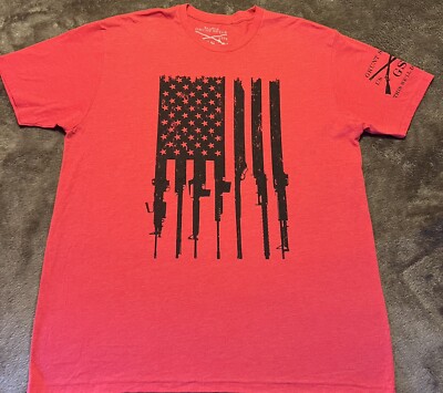 Grunt Style Shirt Red Machine Gun American Flag Military | eBay