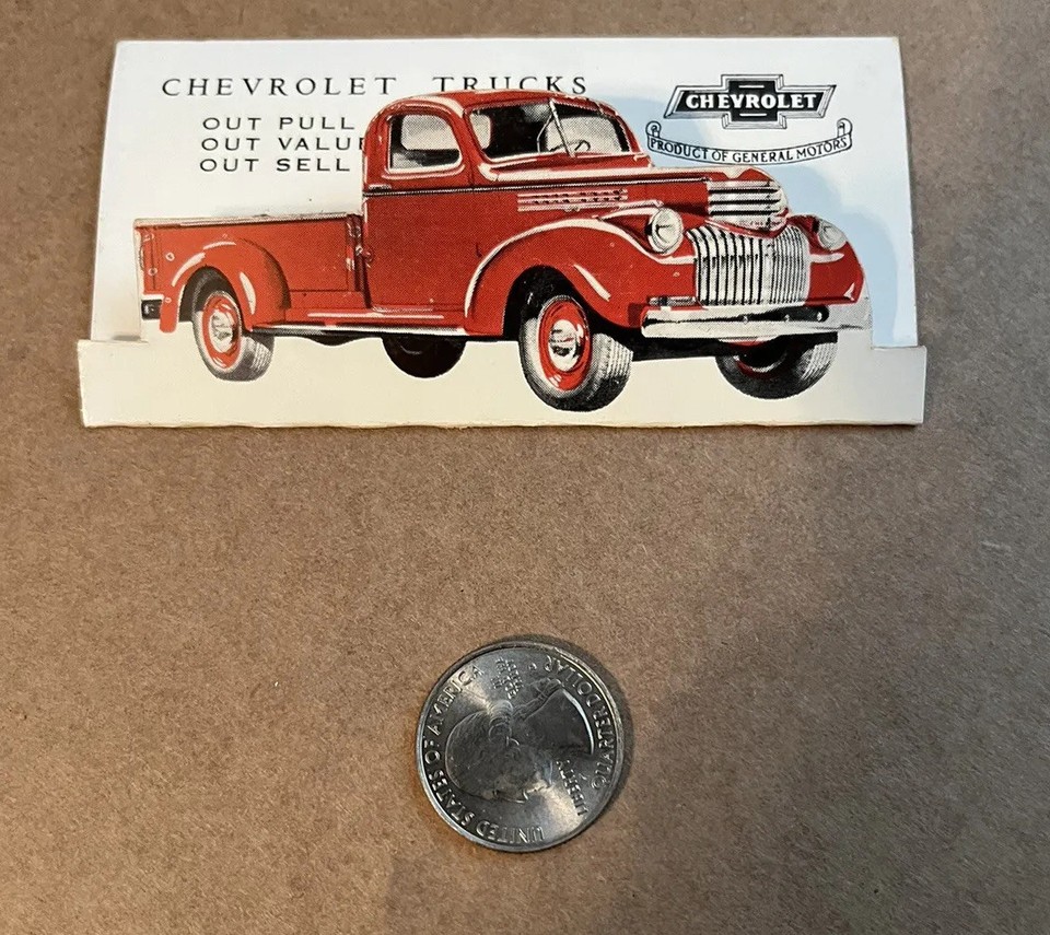1941-46 Die Cut Chevrolet pickup car salesman business card | eBay