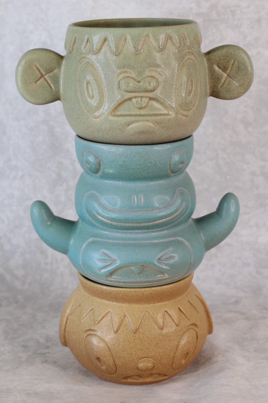 Rare Tim Biskup 2004 Ceramic Stack Pack 6 Tiki Mugs Munk Tiki Limited ...