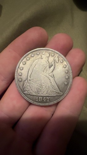 1847 Seated Liberty Silver Dollar XF Extra Fine Details US $1 Type Coin ...