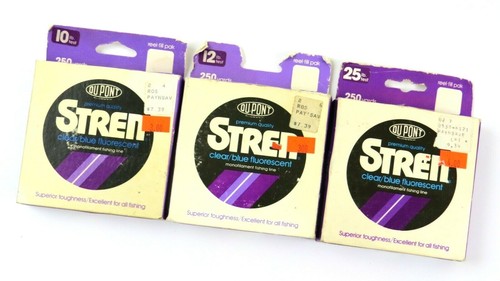 Mixed Lot of 3 Spools of DuPont Stren Clear/Blue Fluorescent Fishing ...