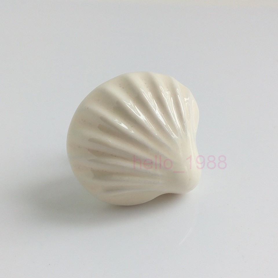 Ceramic Shell Cabinet Knobs Kitchen Furniture Drawer Pull Closet ...