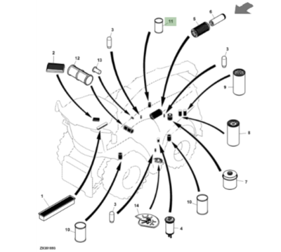 Genuine John Deere Harvester Filter Element AXE27447 8100 8200 8300 ...