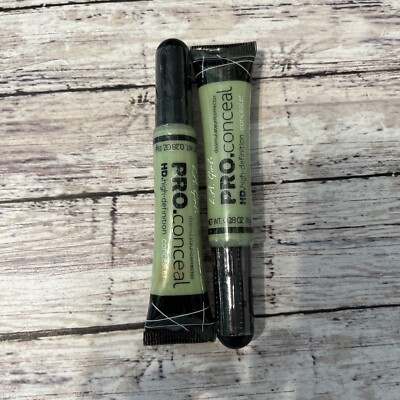 (2) 100% Authentic LA Girl PRO.conceal HD Concealer - GREEN CORRECTOR 0 ...