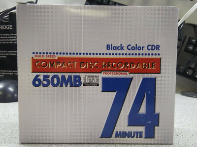 BLACK Recordable CD-R - 10 Pack / 74 minute / 650MB / individual slim ...