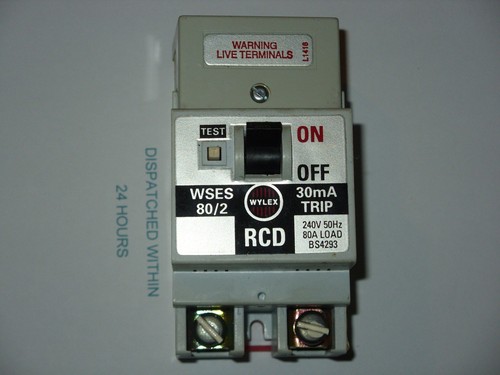 WYLEX WSES 80/2 80 AMP 30mA TRIP BS4293 DP 240V 80A LOAD RCD RCB RCCB ...
