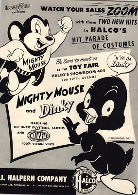 1951 PAPER AD Terrytoons Cartoons Mighty Mouse Halco Costumes Dinky ...