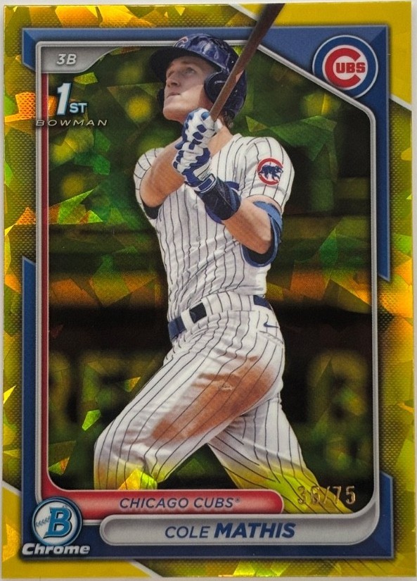 2024 Bowman Chrome Draft Sapphire Edition - Cole Mathis #BDC-81 Yellow ...